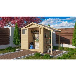 KARIBU HOLZTECHNIK GMBH Karibu Holz Gartenhaus Hombach mit Anbaudach 14mm Wandstärke