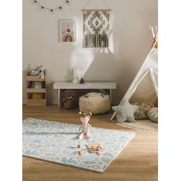 Lytte Spielmatte Flora Blau 120x180 cm - Hochwertige Krabbelmatte, Puzzlematte aus EVA-Schaumstoff