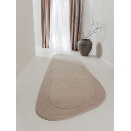 benuta Pure Wollteppich Shape Cream 80x250 cm - Naturfaserteppich aus Wolle