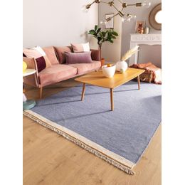 benuta Pop Wollteppich Karla Blau 80x120 cm - Naturfaserteppich aus Wolle