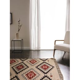 benuta Pure Handgewebter Kelim Zohra Beige 70x140 cm - Moderner Kurzflor-Teppich f&uuml;r Wohnzimmer