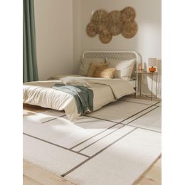 benuta Pop Kurzflor Teppich Ida Cream/Anthrazit 160x230 cm - Moderner Kurzflor-Teppich f&uuml;r Wohnzimmer
