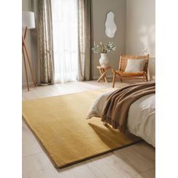 benuta Nest Wollteppich Bent Gelb 70x140 cm - Naturfaserteppich aus Wolle