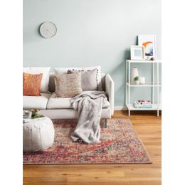 benuta Pop Flachgewebeteppich Stay Multicolor 75x165 cm - Vintage-Stil Teppich im Used-Look