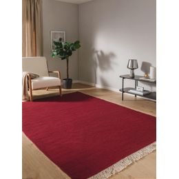 benuta Pop Wollteppich Liv Dunkelrot 60x100 cm - Naturfaserteppich aus Wolle