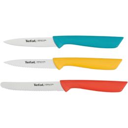 Tefal Messer-Set K273S3 Colorfood (Set, 3-tlg), Edelstahl, korrosionsbeständig, ergonomisch, sicher, blau|bunt|gelb