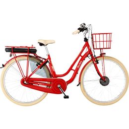 Fischer Cita Retro 2.0 Citybike (Laufradgröße: 28 Zoll, Rahmenhöhe: 48 cm, Damen-Rad, 418 Wh, Rot glänzend)