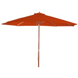 MCW Sonnenschirm Lissabon, Gartenschirm Marktschirm, &Oslash; 3,5m Polyester/Holz 7kg ~ terracotta