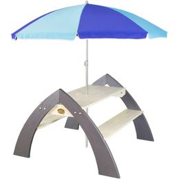 AXI - Kylo xl Picknicktisch für Kinder aus Holz Kindertisch mit Sonnenschirm für den Garten in Grau & Weiß - Weiß