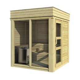 Sauna Paradiso - 1-Raum Gartensauna 2 Sitzbänke aus Holz in Naturbelassen Wandstärke: 75 mm Außensauna - Naturbelassen - Wolff Finnhaus