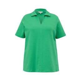 TRIANGLE Große Größen: Shirt mit V-Ausschnitt und Polokragen, grün, Gr.54
