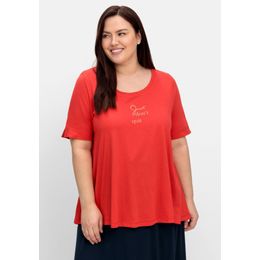 sheego Große Größen: Jerseyshirt in A-Linie, mit Wordingprint, rot, Gr.40/42
