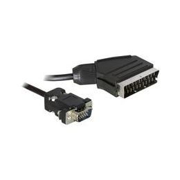 Delock Adapterkabel Video Scart > VGA schwarz, 2 Meter Verwendung: Verbindung einer Scart-Schnittstelle (Ausgang) mit einem VGA-Gerät Anschlüsse: 1x SCART (Stecker) auf 1x Dsub (VGA, Stecker)