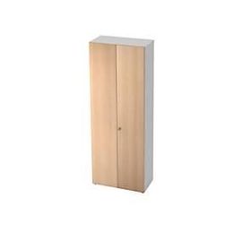 Garderobenschrank Topas Line, 6 Ordnerhöhen, abschließbar, B 800 x T 420 x H 2156 mm, weiß/Eiche-Dekor