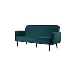 Dreisitzer Sofa easyChair® by Paperflow LISBOA, Samtbezug grün, Fußgestell schwarz, B 1760 x T 815 x H 830 mm