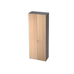 Garderobenschrank Topas Line, 6 Ordnerhöhen, abschließbar, B 800 x T 420 x H 2156 mm, graphit/Eiche-Dekor