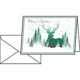 Sigel Weihnachts-Karten Christmas Forest, Format A6, bedruckbarer Glanzkarton, 25 Stück + weiße Umschläge