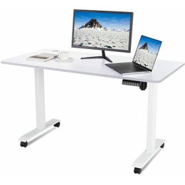 Devoko - Höhenverstellbarer Schreibtisch Elektrischer Computertisch mit 140 x 70 cm Holz Tischplatte Stehschreibtisch Mit Speicher-Steuerung,Weiß