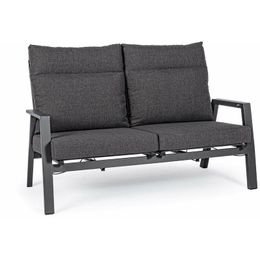 Bizzotto Lounge Kledi mit Kissen aus Aluminium und Texilene für Garten und Terrasse -Sofa / Anthrazit