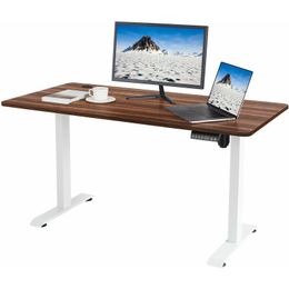 Devoko - Höhenverstellbarer Schreibtisch Elektrischer Computertisch mit 140 x 70 cm Holz Tischplatte Stehschreibtisch Mit Speicher-Steuerung,Nussbaum