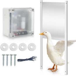 Automatische Hühnertür Hühnerklappe 22x32cm Türöffner mit Lichtsensor Zeitschaltung Fernbedienung wasserdichte sichere Hühnerstall-Tür - Swanew