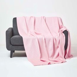 Homescapes - 100% Bio-Baumwolle Waffeldecke rosa, 230 x 230 cm - Rosa