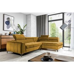 Ecksofa Schlafsofa Sofa agnesa Stoff Salvador Honiggelb Ottomane Rechts