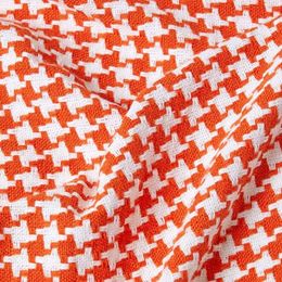 Homescapes - Sofaüberwurf orange weiß Hahnentrittmuster, 255 x 360 cm - Orange