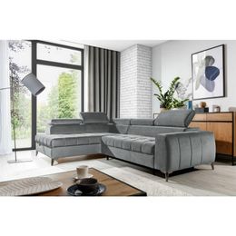 Ecksofa Schlafsofa Sofa agnesa Stoff Salvador Grau Ottomane Links