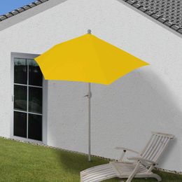 MCW Sonnenschirm halbrund Lorca, Halbschirm Balkonschirm, UV 50+ Polyester/Alu 3kg ~ 300cm gelb ohne Ständer