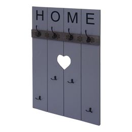 Wandgarderobe MCW-C89 Home, Garderobenpaneel Garderobe, Shabby-Look Vintage, 8 Haken 91x60cm ~ grau-blau