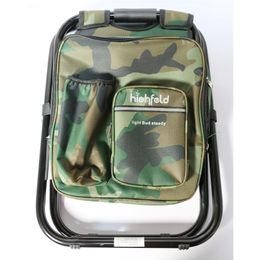 highfeld® Sitzrucksack Ansitzrucksack mit Hocker camouflage Campinghocker Angelhocker Falthocker