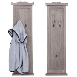 MCW 2er-Set Garderobe H33, Wandgarderobe Garderobenpaneel, Wandhaken Holz 109x28x4cm ~ grau-braun shabby