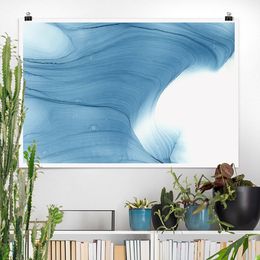 Bilderwelten Poster originell blau Abstrakt matt gl&auml;nzend selbstklebend - Meliertes Mittelblau - Wohnzimmer Schlafzimmer