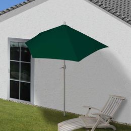 MCW Sonnenschirm halbrund Lorca, Halbschirm Balkonschirm, UV 50+ Polyester/Alu 3kg ~ 270cm gr&uuml;n ohne St&auml;nder