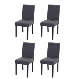 MCW 4er-Set Esszimmerstuhl Stuhl Küchenstuhl Littau ~ Textil, anthrazitgrau, dunkle Beine