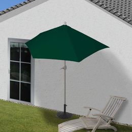 MCW Sonnenschirm halbrund Lorca, Halbschirm Balkonschirm, UV 50+ Polyester/Alu 3kg ~ 270cm gr&uuml;n mit St&auml;nder