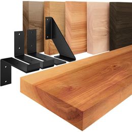 Lamo Manufaktur - Wandregal Holz, Bücherregal, Hängeregal Basic, Dunkel / Schwarz 70cm, LWG-01-A-004-70LS - Dunkel