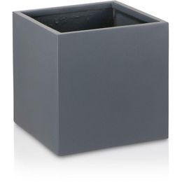 Decoras - Pflanzkübel cubo 40 Fiberglas Blumenkübel, 40x40x40 cm (l/b/h), Farbe: grau matt - grau