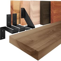 Lamo Manufaktur - Wandregal Holz, Bücherregal, Hängeregal Industrial, Nussbaum / Weiß 120cm, LWG-01-A-005-120JW - Nussbaum