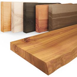 Wandregal Holz Baumkante, Bücherregal Pure ohne Befestigung, Farbe: Rustikal 80cm, LW-01-A-003-80 - Rustikal - Lamo Manufaktur