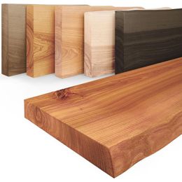 Wandregal Holz Baumkante, Bücherregal Pure ohne Befestigung, Farbe: Dunkel 80cm, LW-01-A-004-80 - Dunkel - Lamo Manufaktur