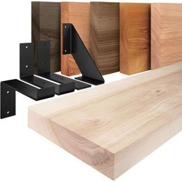 Lamo Manufaktur - Wandregal Holz, Bücherregal, Hängeregal Basic, Roh / Weiß 90cm, LWG-01-A-001-90LW - Roh