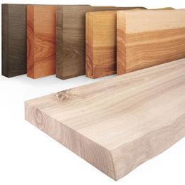 Wandregal Holz Baumkante, Bücherregal Pure ohne Befestigung, Farbe: Roh 80cm, LW-01-A-001-80 - Roh - Lamo Manufaktur