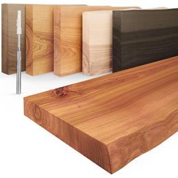 Wandregal Holz Baumkante, Schweberegal Invisible, Farbe: Dunkel 80cm, LW-01-A-004-80W - Dunkel - Lamo Manufaktur
