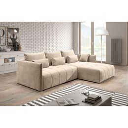 Ecksofa Ardi - Eckcouch mit Schlaffunktion und Bettkasten - Beige - Beige - Graingold