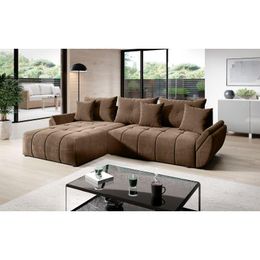 Eckcouch Decor - Ecksofa L-form mit Bettkasten und Schlaffunktion - Braun - Braun - Graingold