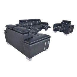 JVmoebel Wohnzimmer-Set Sofagarnitur Ledergarnitur Couch Sofa Polster Komplett Set 3+2+1 USB