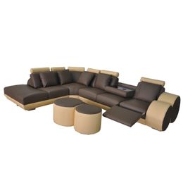 JVmoebel Ecksofa Big Eck Sofa mit USB Leder Ecke Landschaft Polster Wohn L Form Hocker