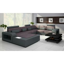 JVmoebel Ecksofa Sofa mit USB Stoff Textil Leder Sofa mit Beleuchtung Maßfertigung